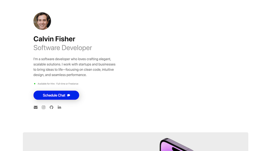 Carrd Portfolio Template for Software Developer | Tempeld